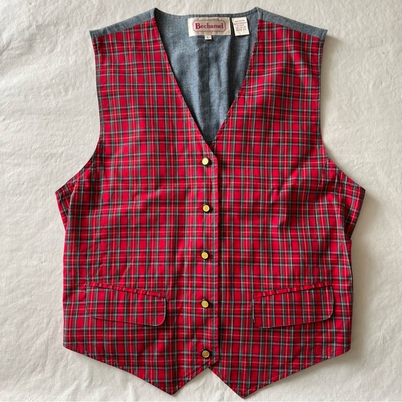 Bechamel | Jackets & Coats | Vintage Bechamel Red Plaid Vest | Poshmark